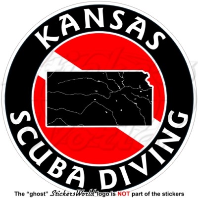 KANSAS SCUBA DIVING Carte-Drapeau Forme Etats-Unis, 100mm Vinyle ...