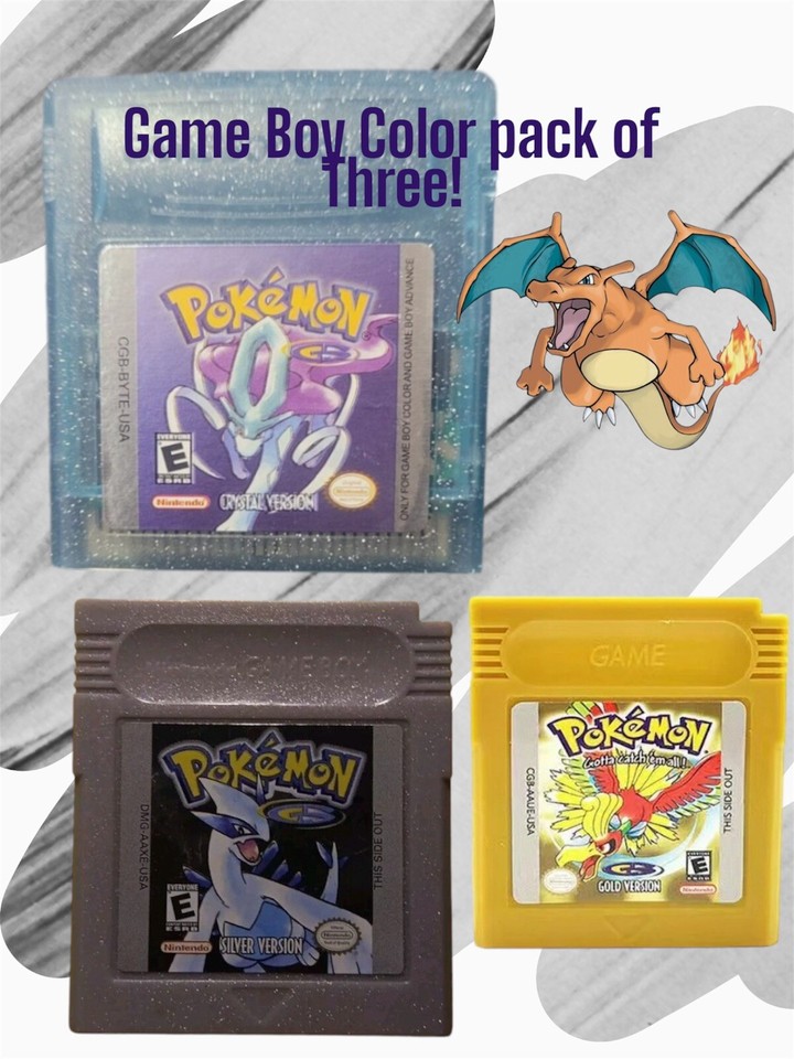 🔮💎 !!!3 Pack!! Pokemon: Crystal, Silver, & Gold Version (Game Boy Color ...