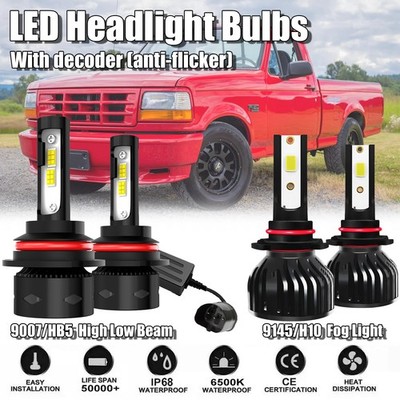 For Ford Ranger 2001-2011 LED Headlight HB5 9007 + 9145 H10 Fog Light ...