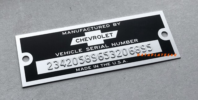 CHEVROLET CHEVY VIN NUMBER DATA ID TAG PLATE embossed stamped VIN ...