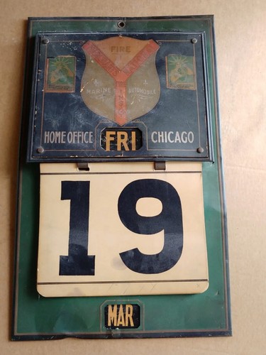 1916 MATT PARROT & SONS VINTAGE TIN CALENDAR FIRE MARINE AUTOMOBILE ...