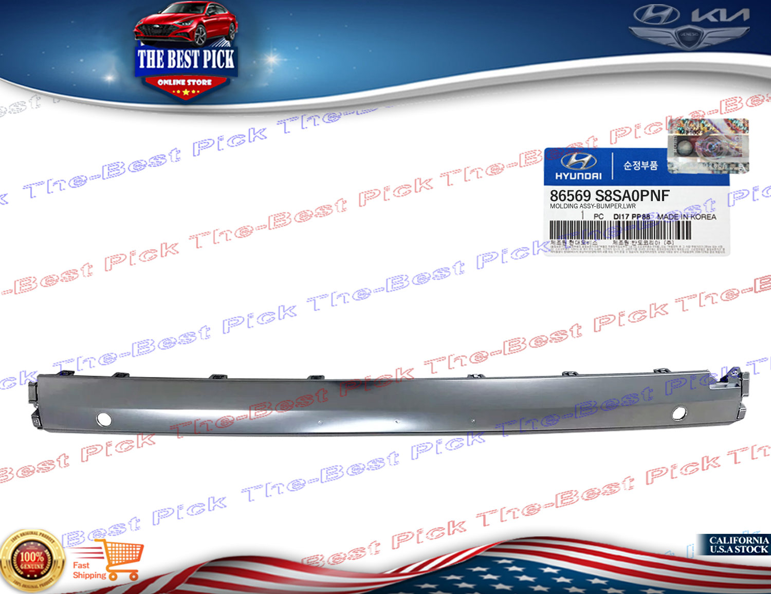 ⭐GENUINE⭐ Front Bumper Center Molding Trim 23-24 Hyundai Palisade ...