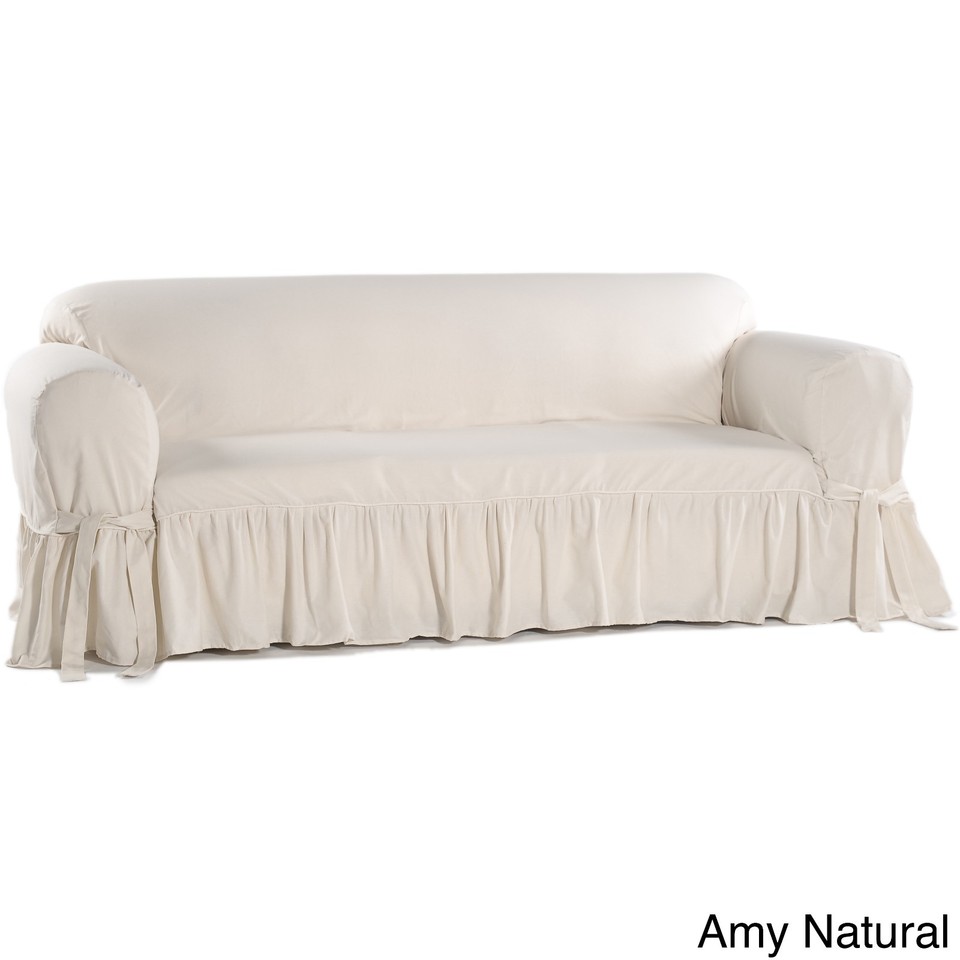 Cotton Dock Ruffled Round Arm Sofa/Loveseat/Chair Slipcover AMY | eBay
