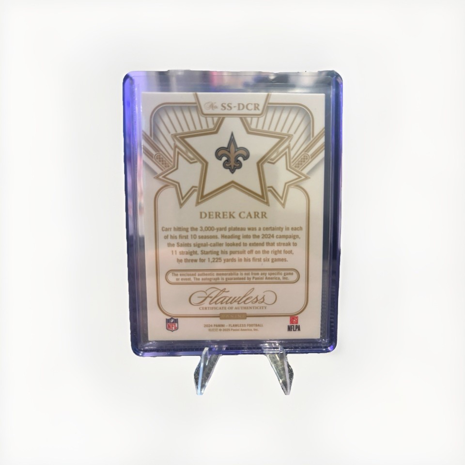 2024 Panini Flawless - Star Swatch Signatures Derek Carr #SS-DCR Ruby /15 Saints | eBay