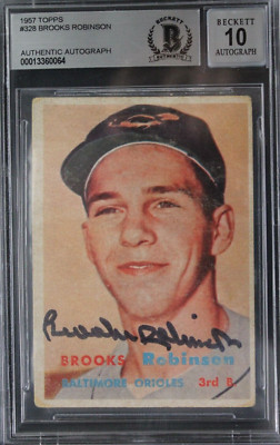 Brooks Robinson Orioles HOF Autograph 1957 Topps #328 Signed ROOKIE ...