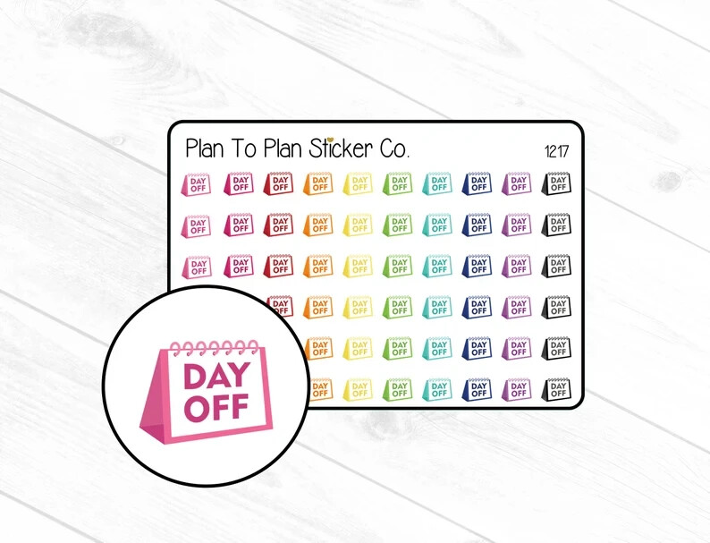 1217~~Day Off Work Trackers Planner Stickers. | eBay