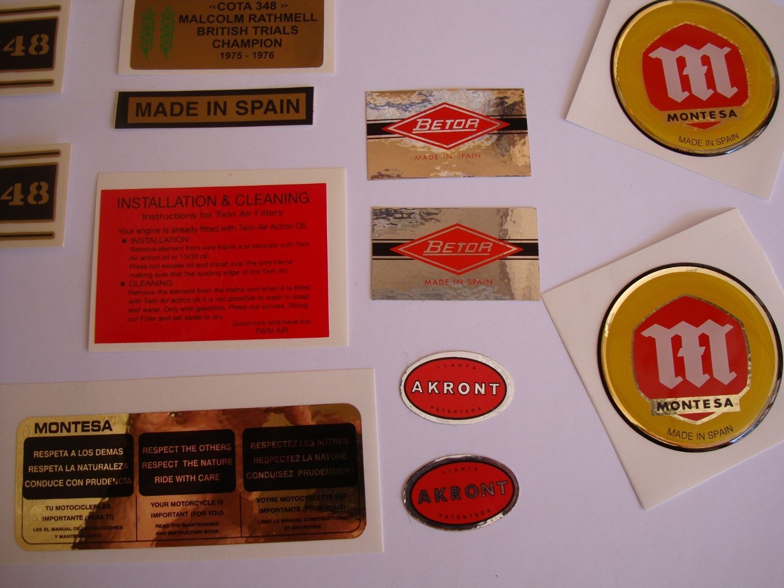 MONTESA COTA 348 DECALS COMPLETE SET NEW COTA 348 FULL KIT DECALS ALL ...