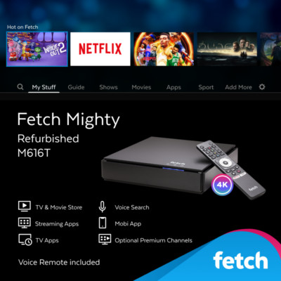 Fetch Mighty PVR, Set Top Box, Recorder, 4K, HD, Refurbished - M616T ...