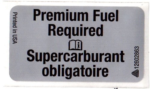 Genuine GM OEM - Premium Fuel Required Label Sticker Decal | eBay
