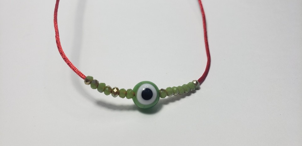 Good Luck eye Kabbalah protection NECKLACE evil eye red cord & crystals ...