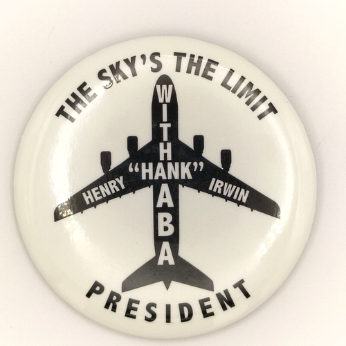 Airplane The Sky's The Limit President Henry Irwin ABA Hank Vintage Pin ...