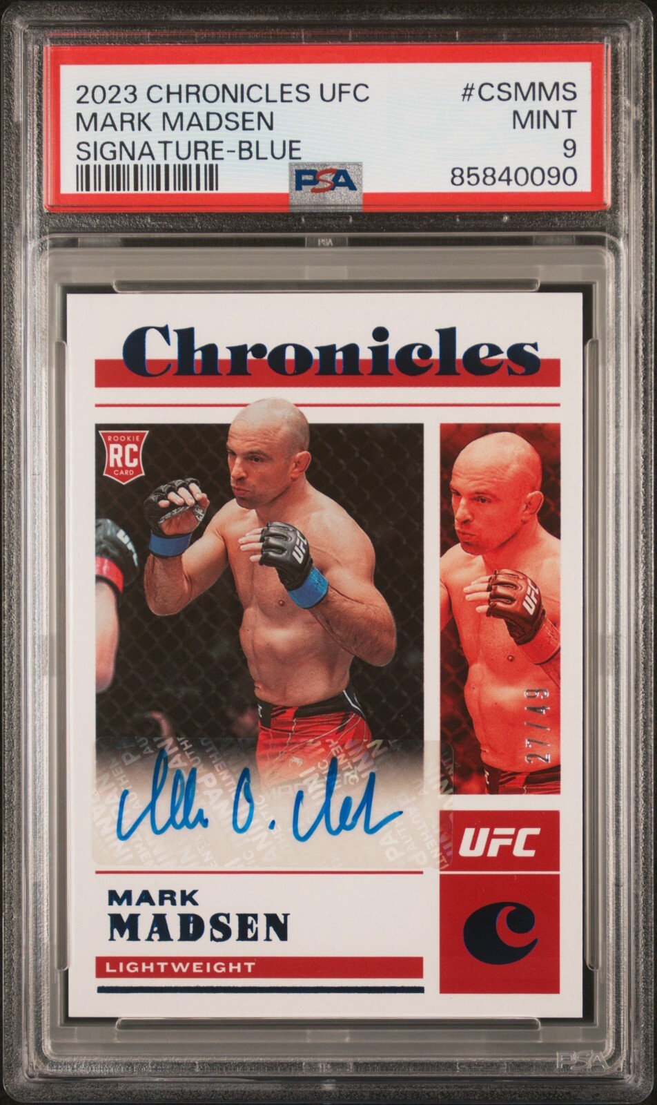 2023 Chronicles UFC Mark Madsen Auto Signature Blue Rookie Card /49 PSA ...