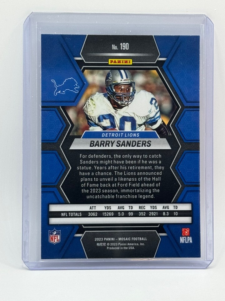 Detroit Lions Football 2023 Mosaic Barry Sanders NFL Sports Trading ...