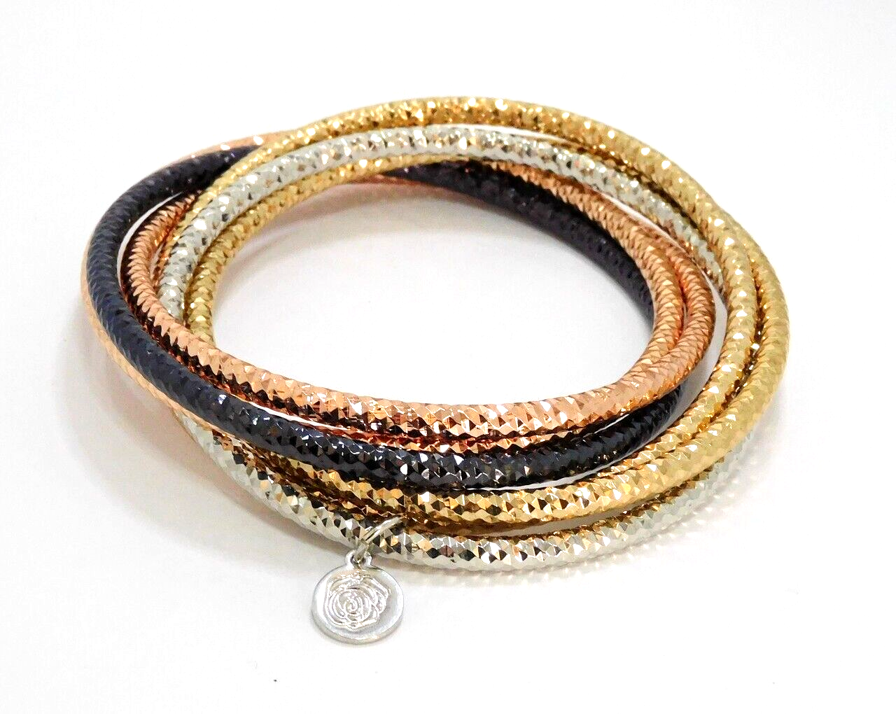 SUSAN GRAVER QVC Quilted Sparkle Cut 6 Piece 4 Color Rolling Bangle ...