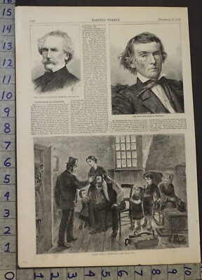 1873 JUDGE ALEXANDER STEPHENS RUFUS W. PECKHAM RENT WOODCUT ART ...