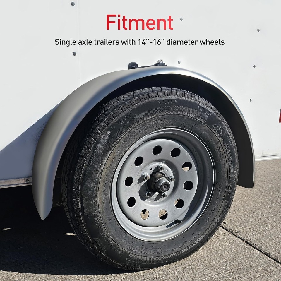 JY PERFORMANCE Trailer Fenders Single Axle, Steel Round Single Axle ...