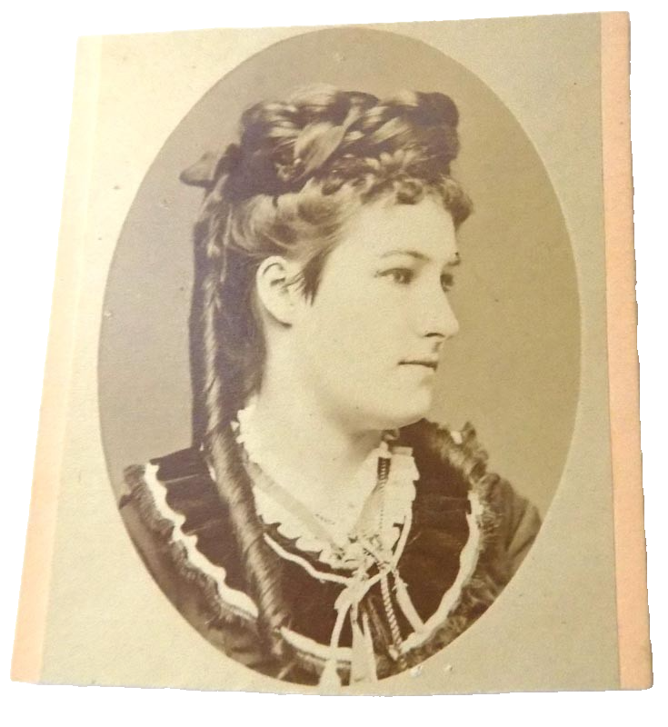 2 Trimmed CDV Photos Women Braided Hair Pieces Worcester MA Lawrence ...
