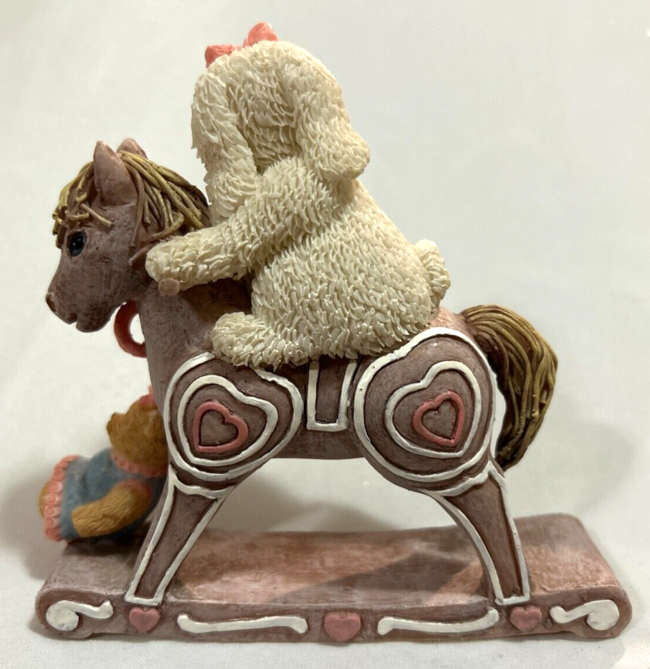 Whimsical Multi Lavender White 5X5" Bunny Rabbit on Horse Figurine | eBay