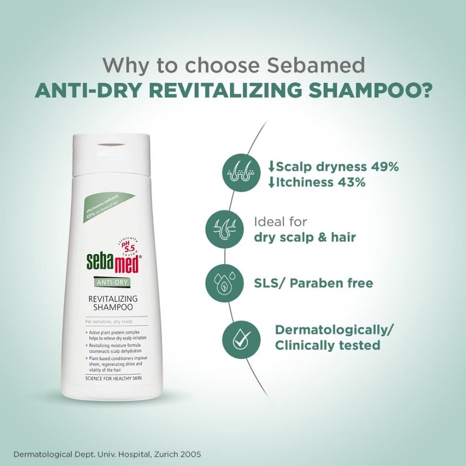 SebaMed Anti-Dry Revitalizing Shampoo PH5.5 For Healthy Shine Hair ...