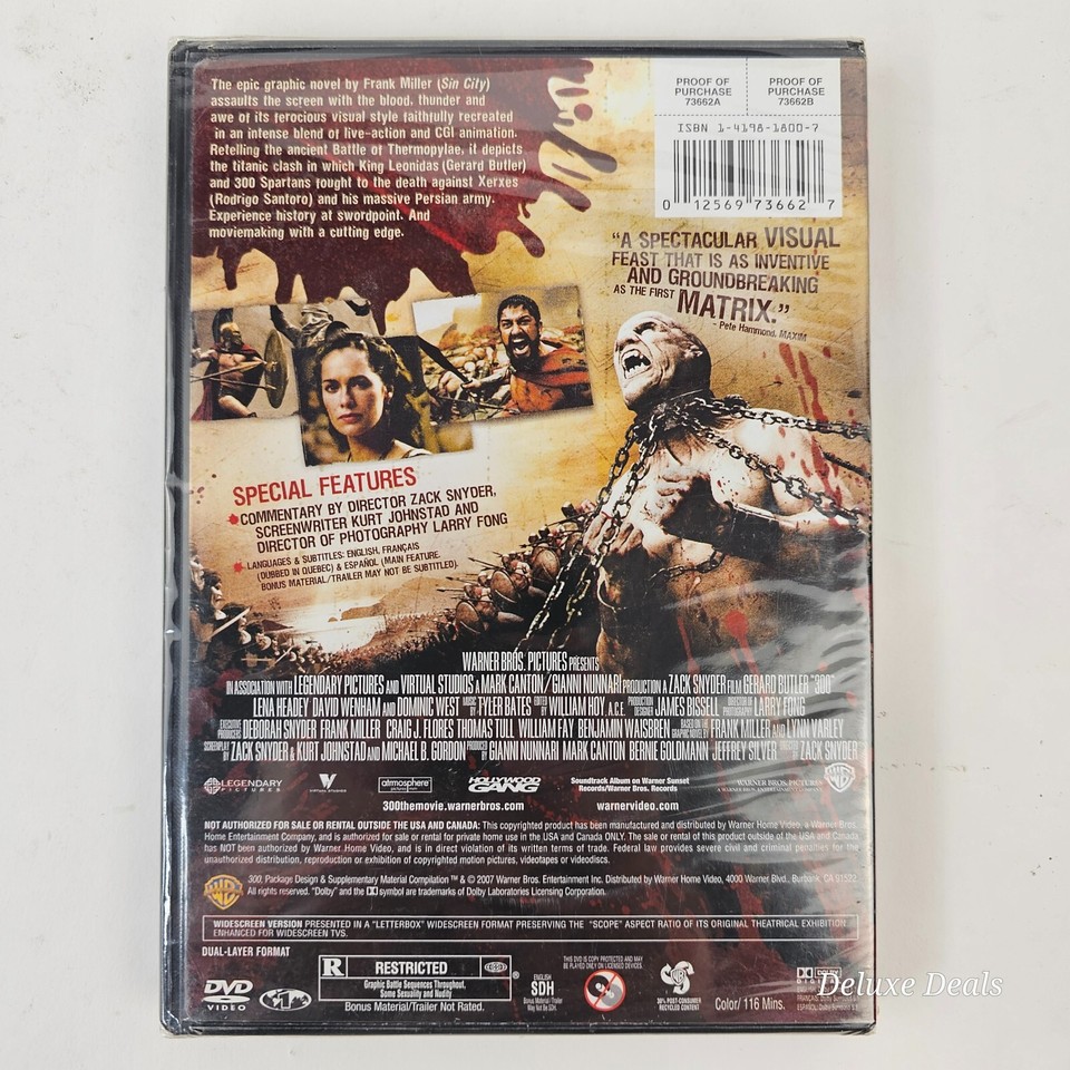 300 | DVD, Zack Snyder, Gerard Butler, Widescreen Edition, *New ...