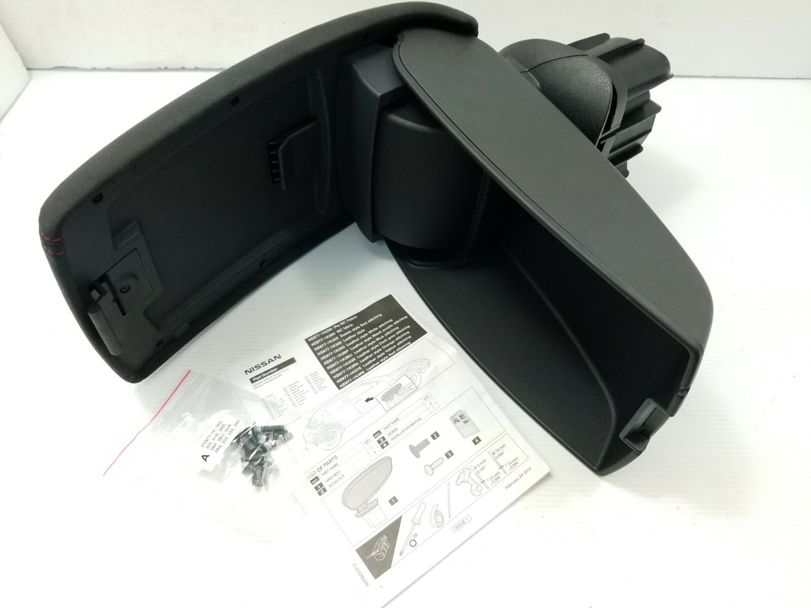 Genuine OEM Nissan KE877-1K355 Nismo Armrest Black w/Red Stitching 2014 ...