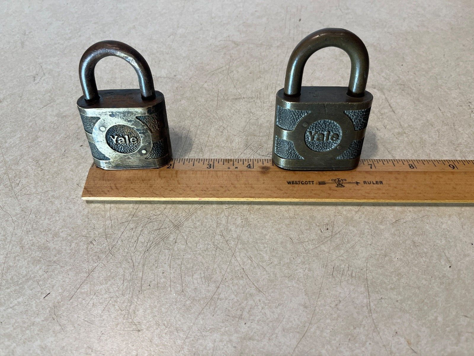 Lot of 2 VINTAGE 1900's "Yale Brass Padlock Locks NO Key | eBay