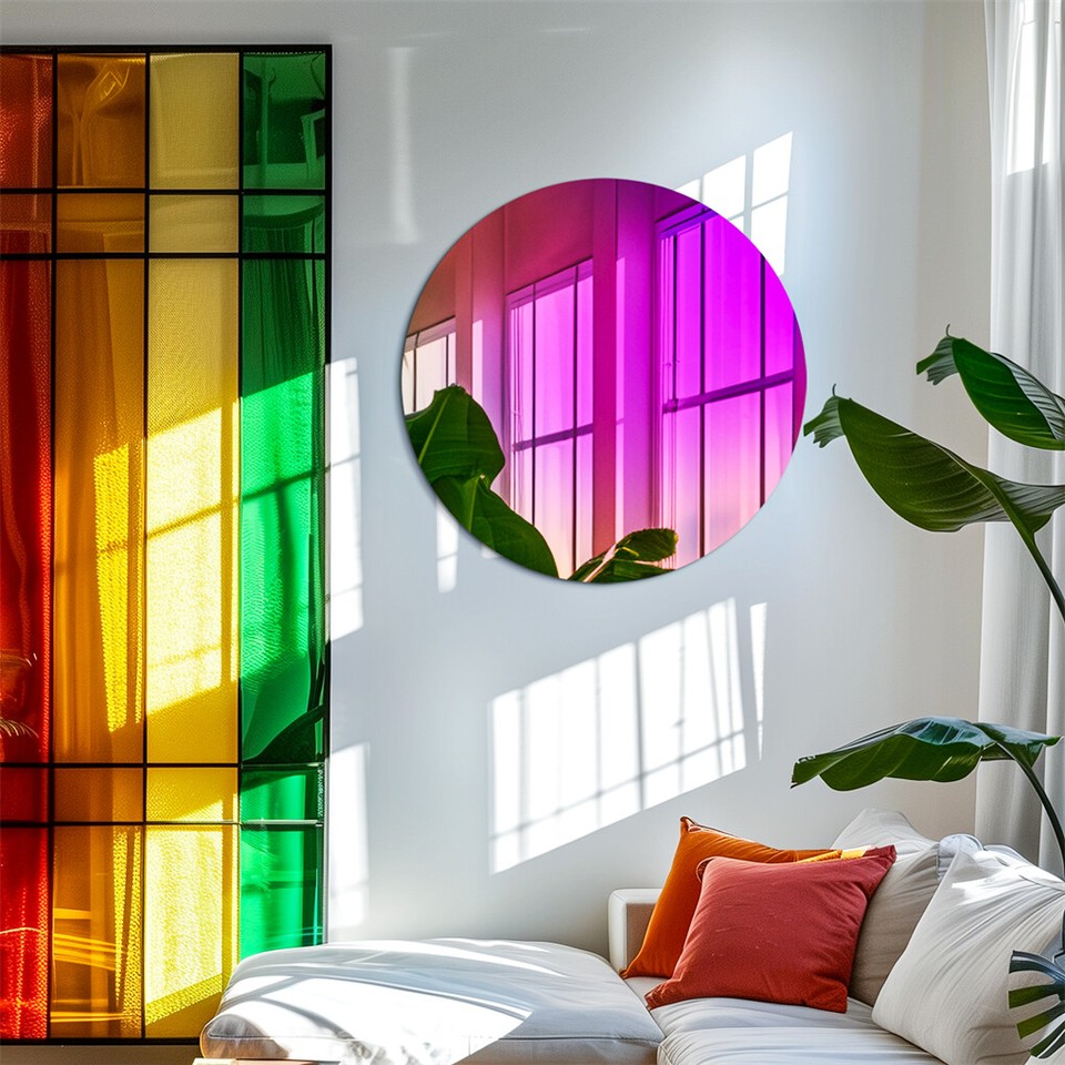 Rainbow Wall Decorative Mirror Glamorous Neon Glass Mirror Entryway ...
