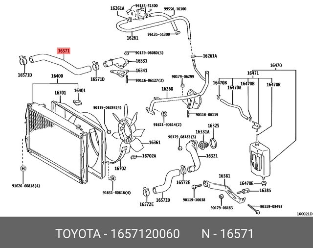 Genuine OE coolant hose 1657120060 for TOYOTA 16571-20060 online kaufen ...