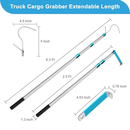 6.3 Ft Truck Cargo Grabber Reach Retriever Tool, Expandable Heavy Duty ...