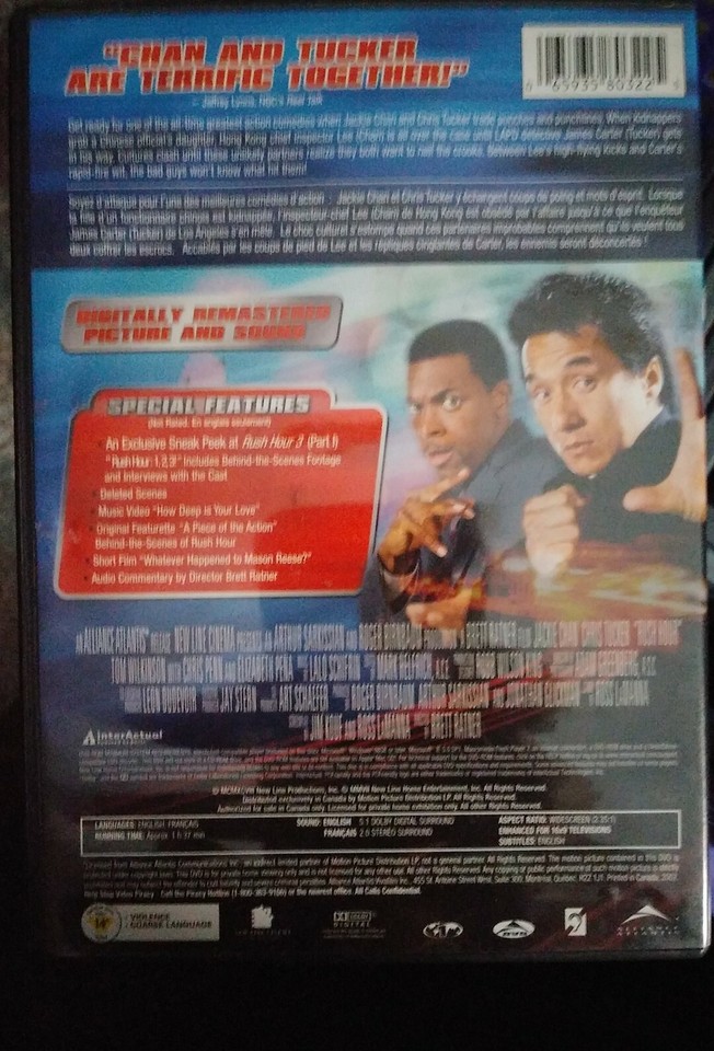 Rush Hour 1 (DVD, 1998, WideScreen) with Jackie Chan | eBay