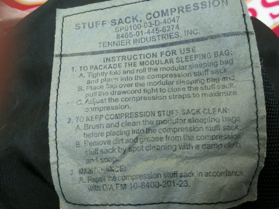 US Military 9 Strap Compression Stuff Sack Sleep System Black USGI ...