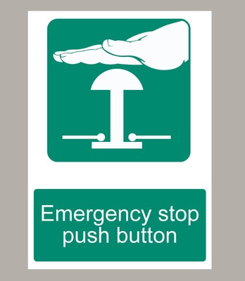EMERGENCY STOP PUSH BUTTON STICKER SIGN | eBay