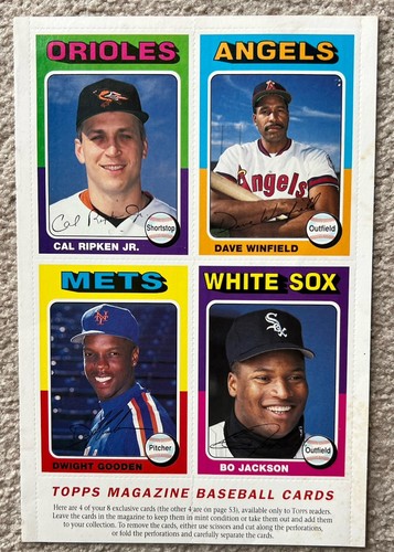 1991 Topps Magazine Baseball Cards 4 card uncut Sheet -- 1975 Bo ...