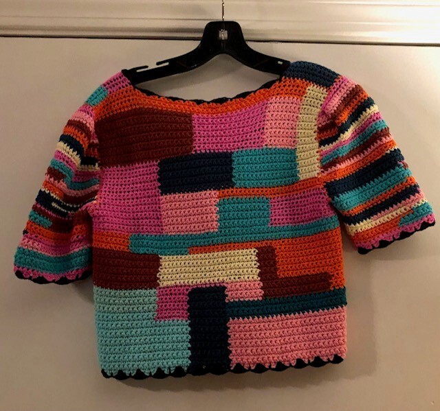 NWT $315 TACH TINI CROCHET MULTI COLORBLOCK STRIPE HAND KNIT CARDIAN ...