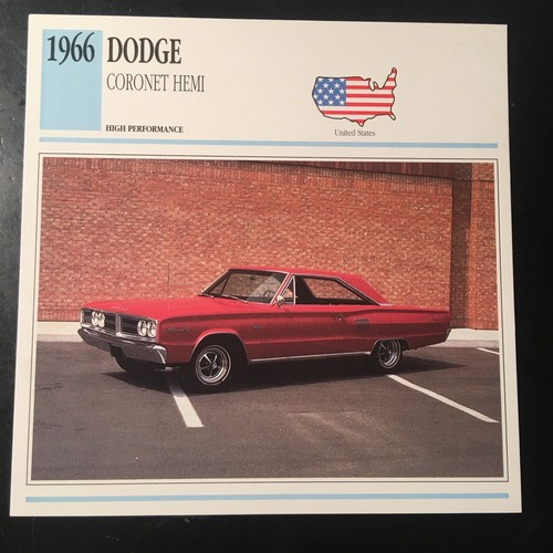 Dodge Coronet Hemi 1966 Spec Sheet Info Card | eBay