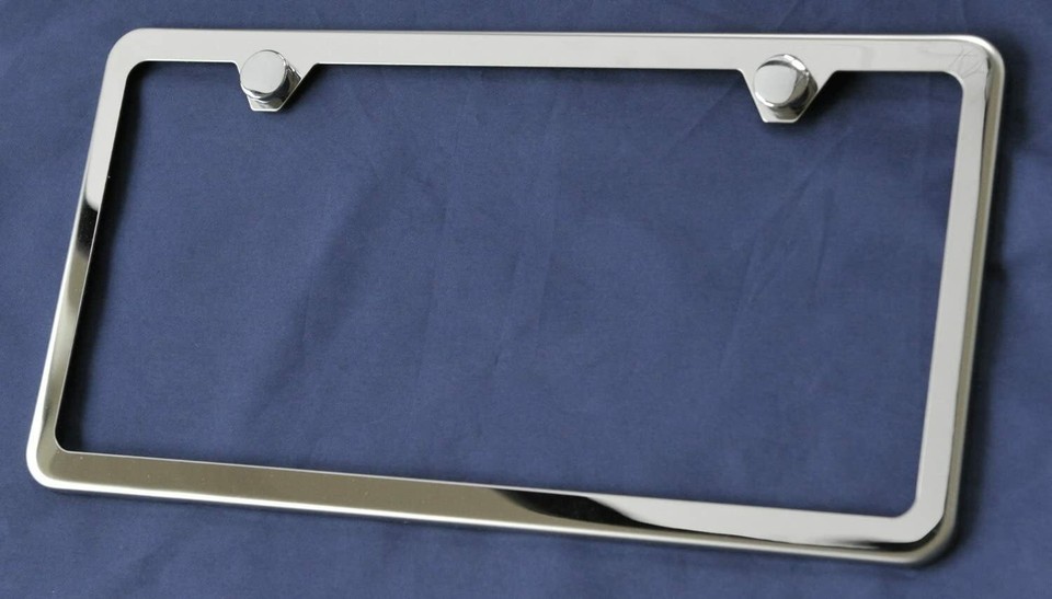 2 Pack Slim Style Polished Stainless Steel License Plate Frame 2 Holes ...