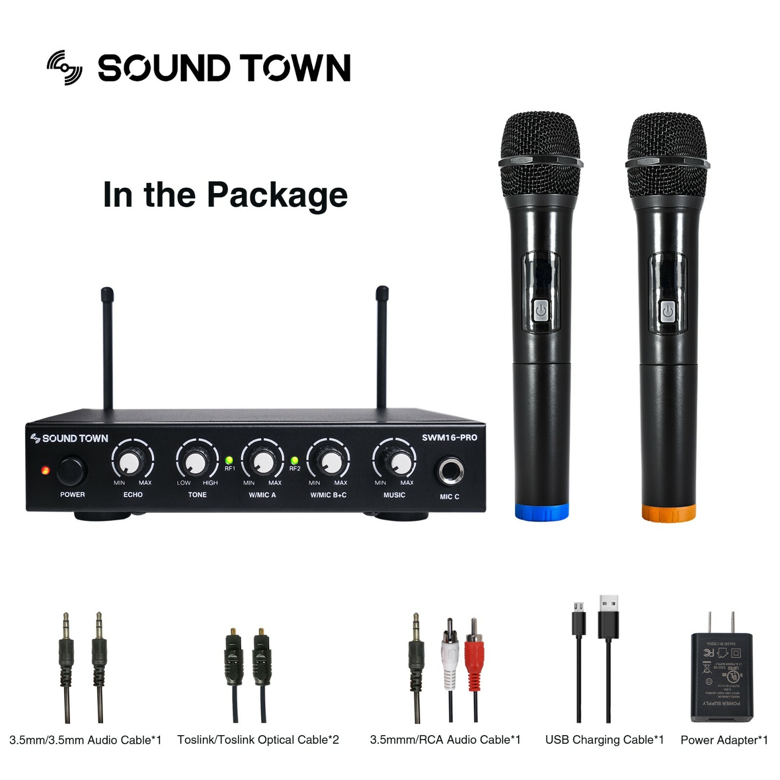 Sound Town Wireless Microphone Karaoke Mixer w/ Optical(Toslink) AUX ...