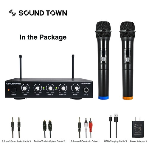 Sound Town Wireless Microphone Karaoke Mixer w/ Optical(Toslink) AUX ...