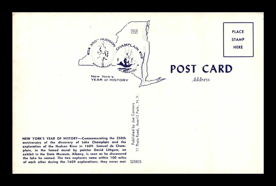 POSTCARD SAMUEL DE CHAMPLAIN NEW YORK'S YEAR OF HISTORY UNPOSTED | eBay