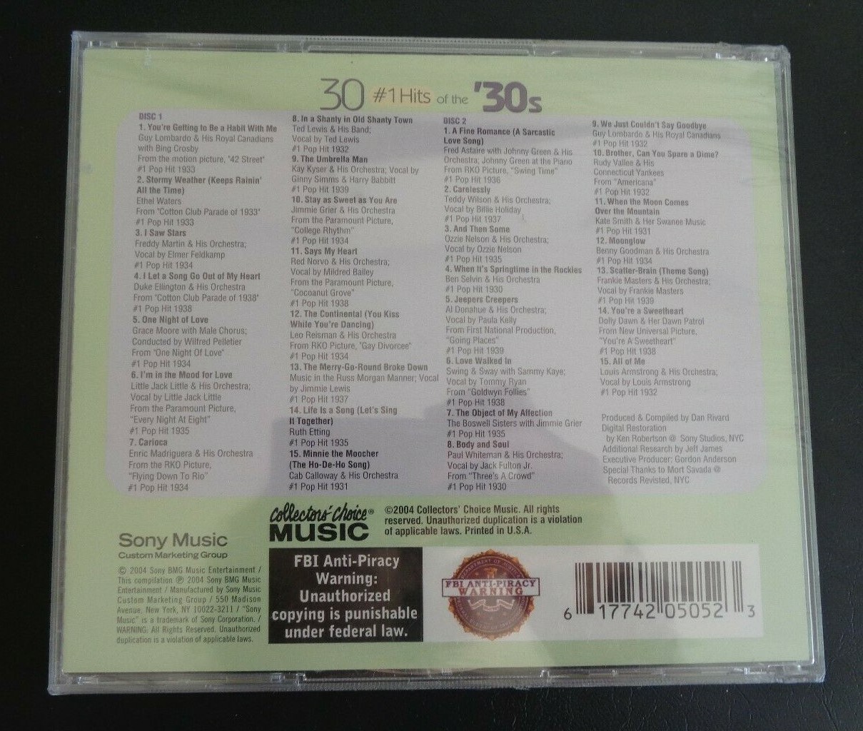 30 #1 Hits of the '30s by Various Artists (CD, Apr-2005, 2 Discs) NEW ...