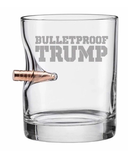 Bulletproof Trump Drinking Glass - With Copper Bullet MAGA (11Oz Rocks ...