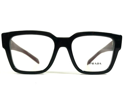 Prada Eyeglasses Frames VPR08Z 11F-1O1 Shiny Black Red Square Full Rim ...