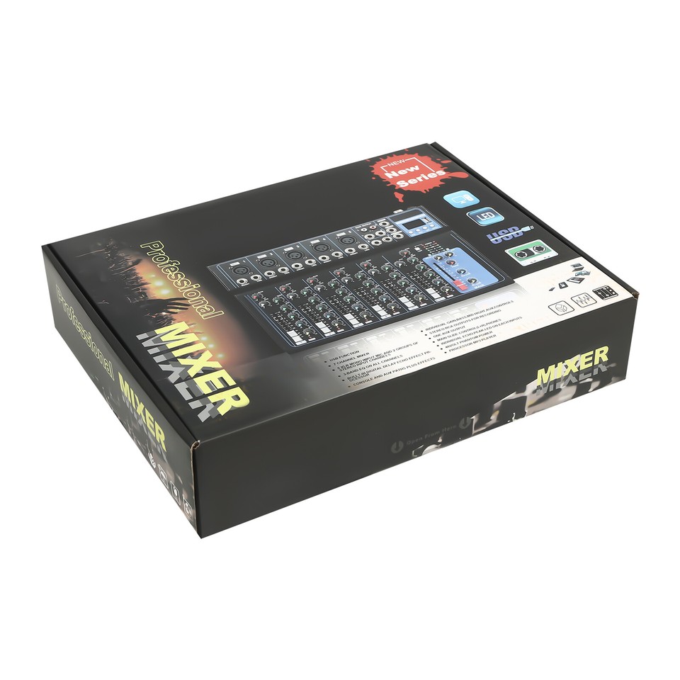Bluetooth Audio Mixer USB DJ Sound Mixing Console 7-Channel Bands ...