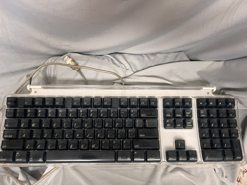 Vintage Apple Macintosh Pro Keyboard M7803 Clear Case Black Keys Tested ...