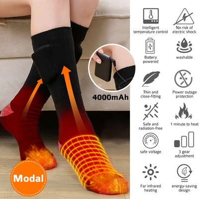 4000mAh Electric Heated Socks Rechargeable Battery Foot Winter Warm ...