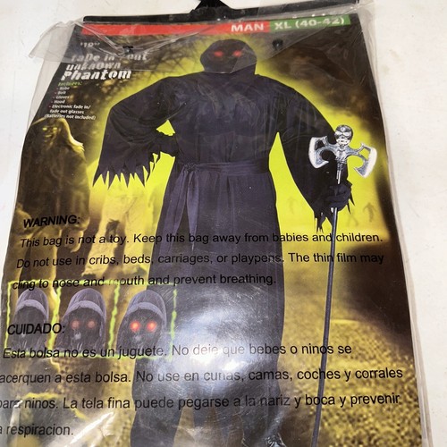 Fade In Out Unknown Phantom Adults Costume Black Hooded Robe Halloween ...