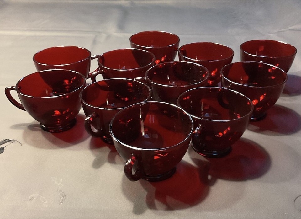 Vintage Anchor Hocking Royal Ruby Red Punch Bowl Set w/ 11 Cups | eBay