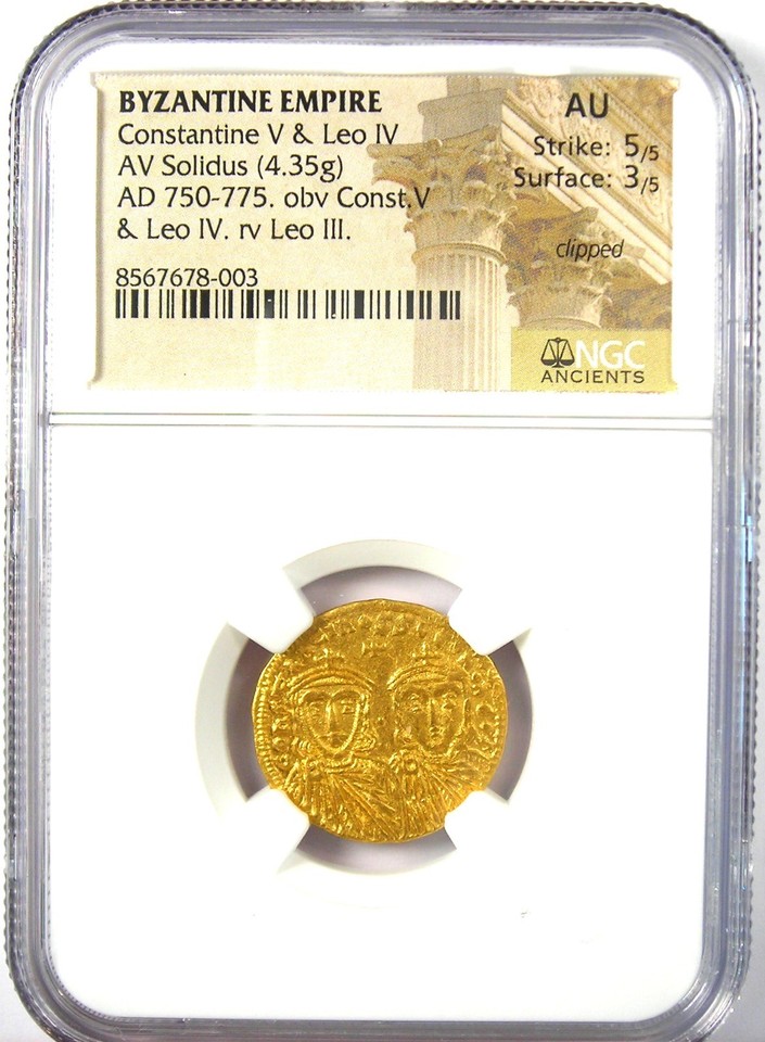 Constantine V and Leo IV AV Solidus Gold Coin 750-775 AD - Certified ...