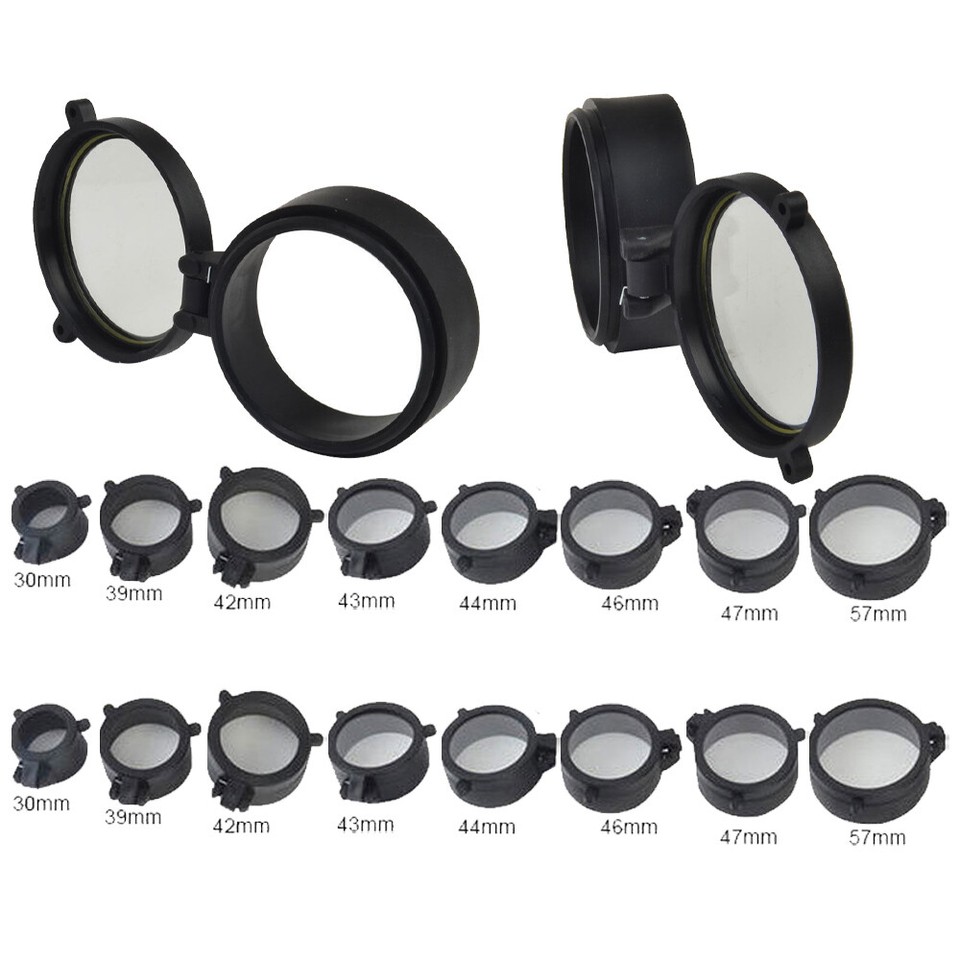 2x For Caliber Flip Up Scope Covers Rifle Scope Protect Objective Cap ...