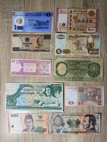 Lot of 10 Different World Banknotes Circulated Foreign Currency Cash ...